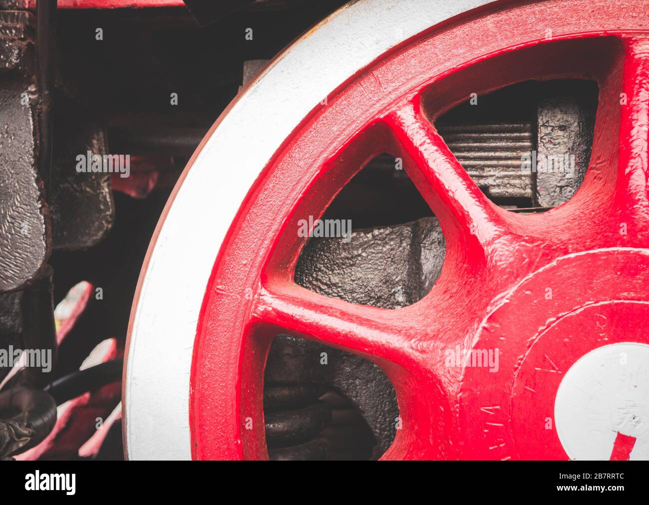 Red wheel of old retro steam train at railway museum Stock Photo - Alamy