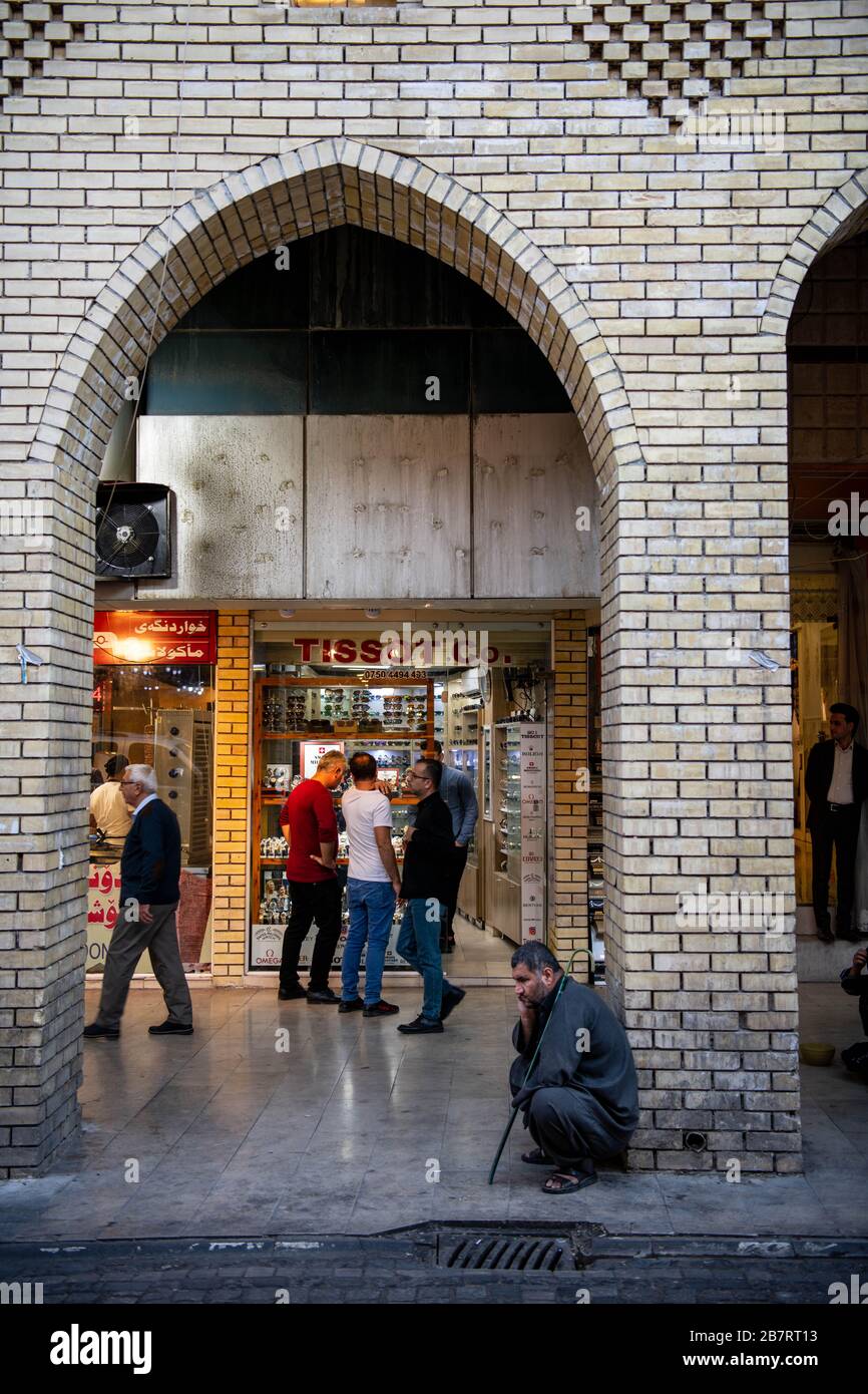Iraq, Iraqi Kurdistan, Arbil, Erbil. Next to the entrance of the bazaar ...