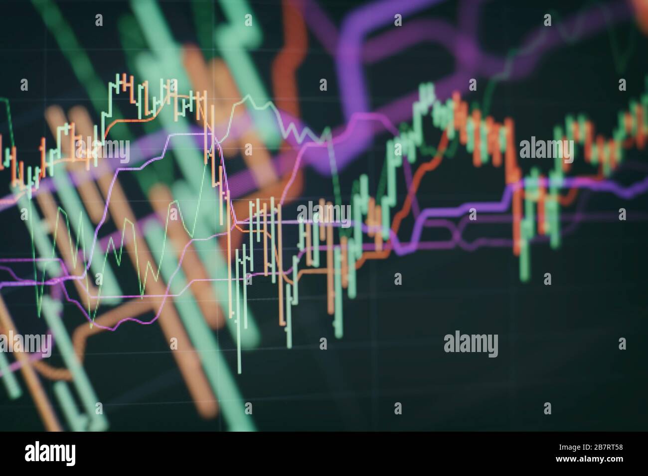 Technical price graph and indicator, red and green candlestick chart on ...