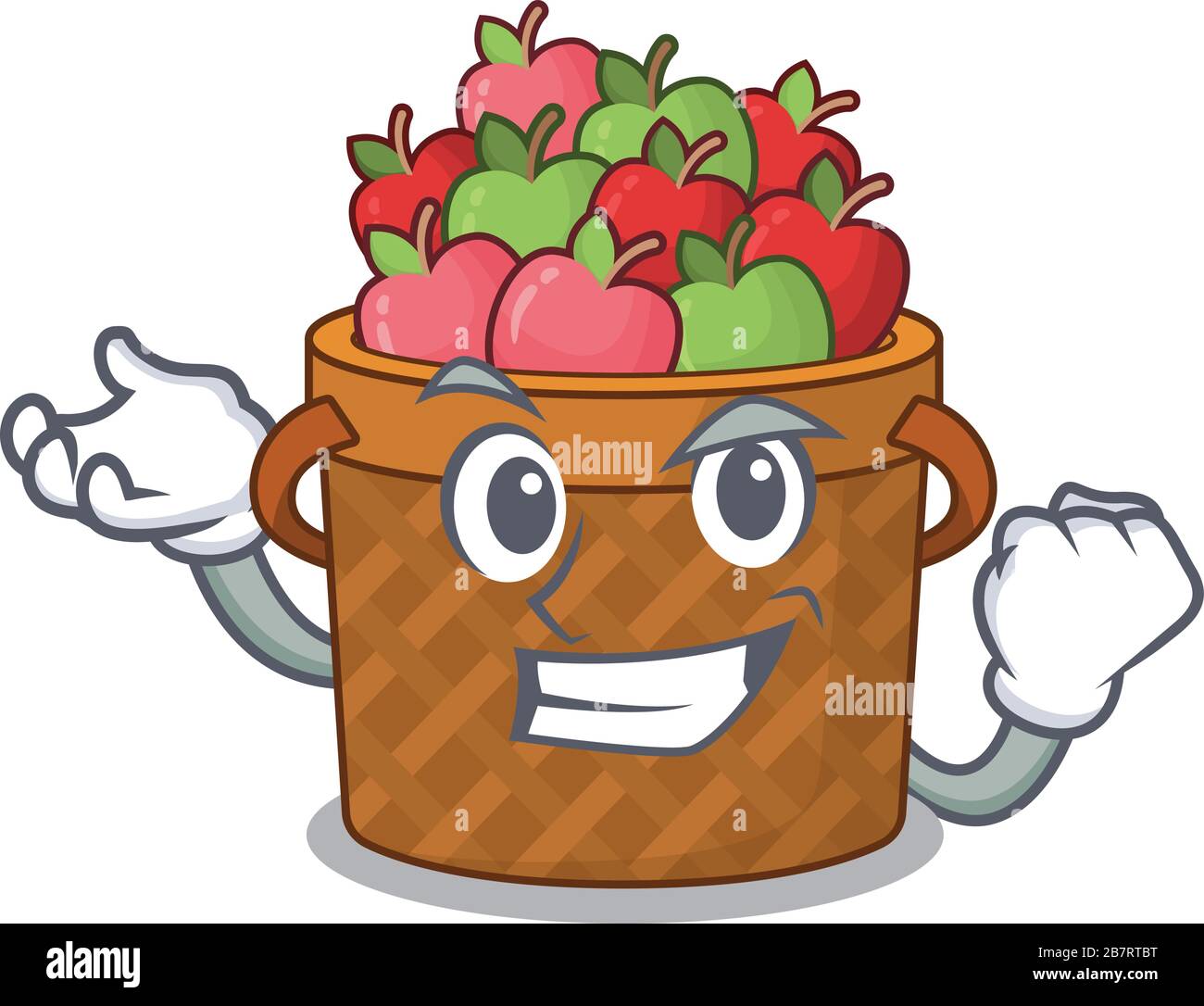 Apple basket cartoon character style with happy face Stock Vector Image ...