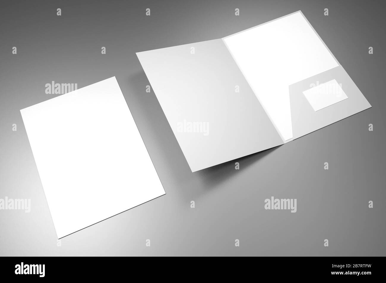 File folder mockup - front cover and opened - 3D rendering Stock Photo ...