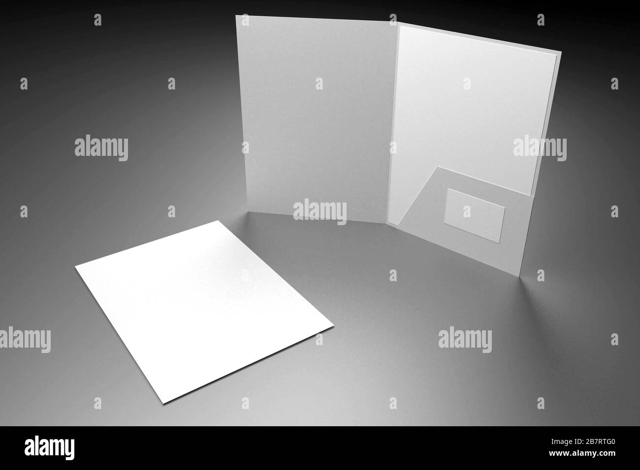 File folder mockup - front cover and opened - 3D rendering Stock Photo ...
