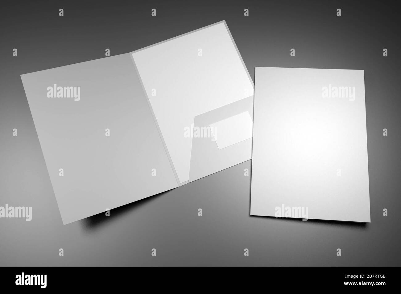 File folder mockup - front cover and opened - 3D rendering Stock Photo ...