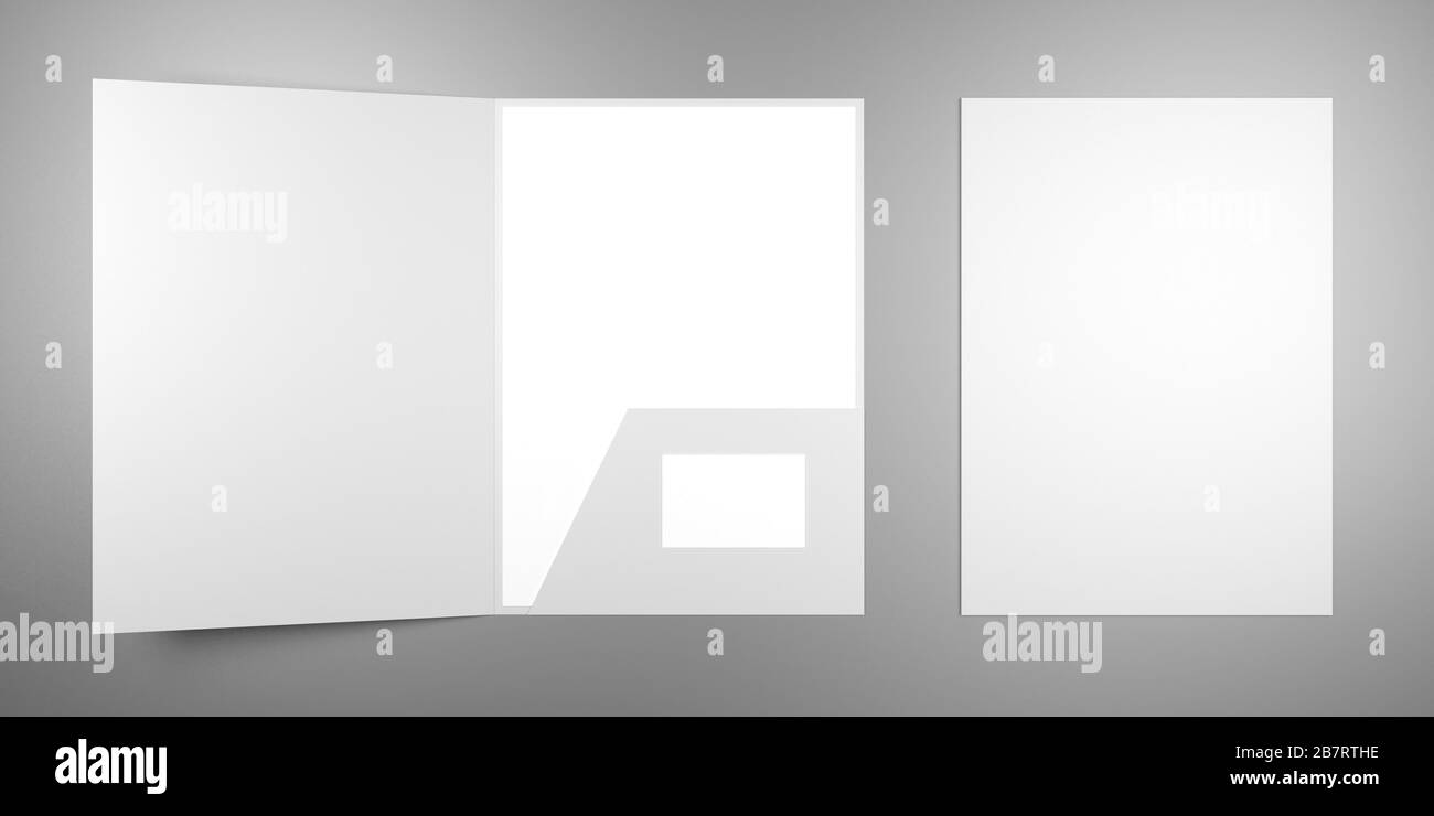 File folder mockup - front cover and opened - 3D rendering Stock Photo ...