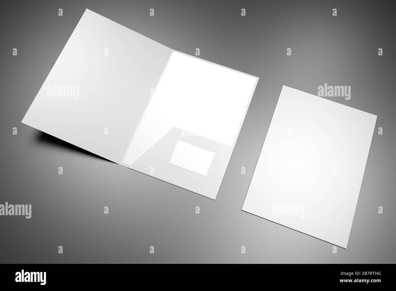 File folder mockup - front cover and opened - 3D rendering Stock Photo ...