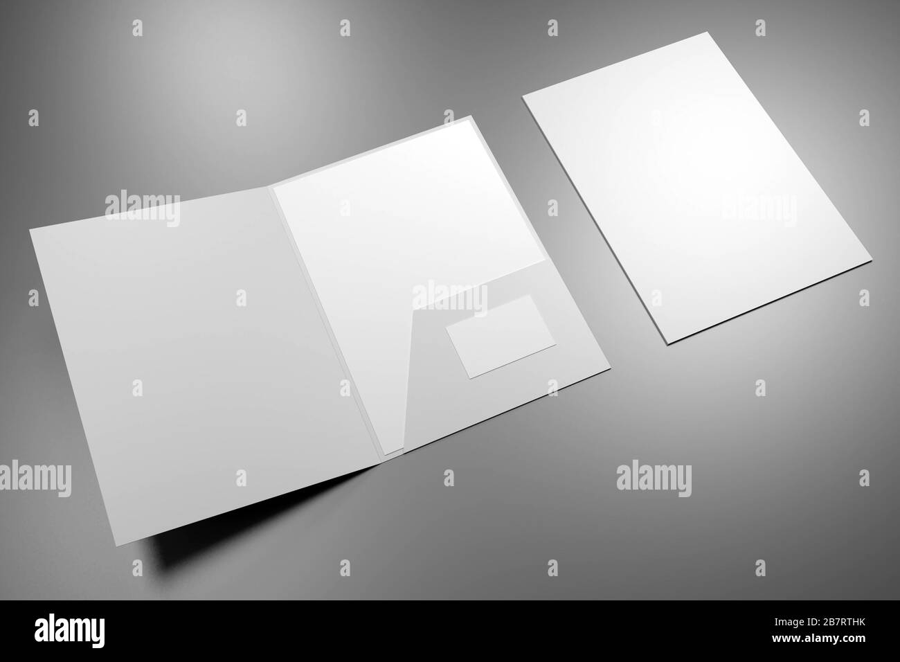 File folder mockup - front cover and opened - 3D rendering Stock Photo ...