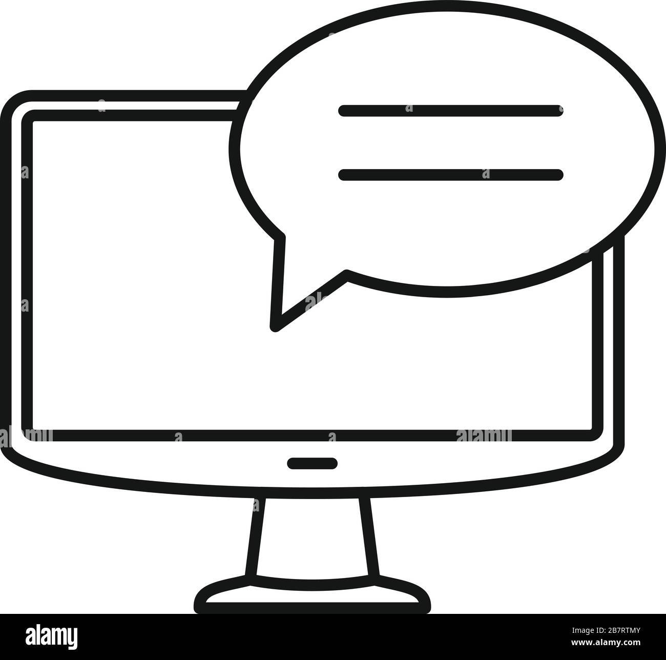 Monitor customer chat icon. Outline monitor customer chat vector icon ...