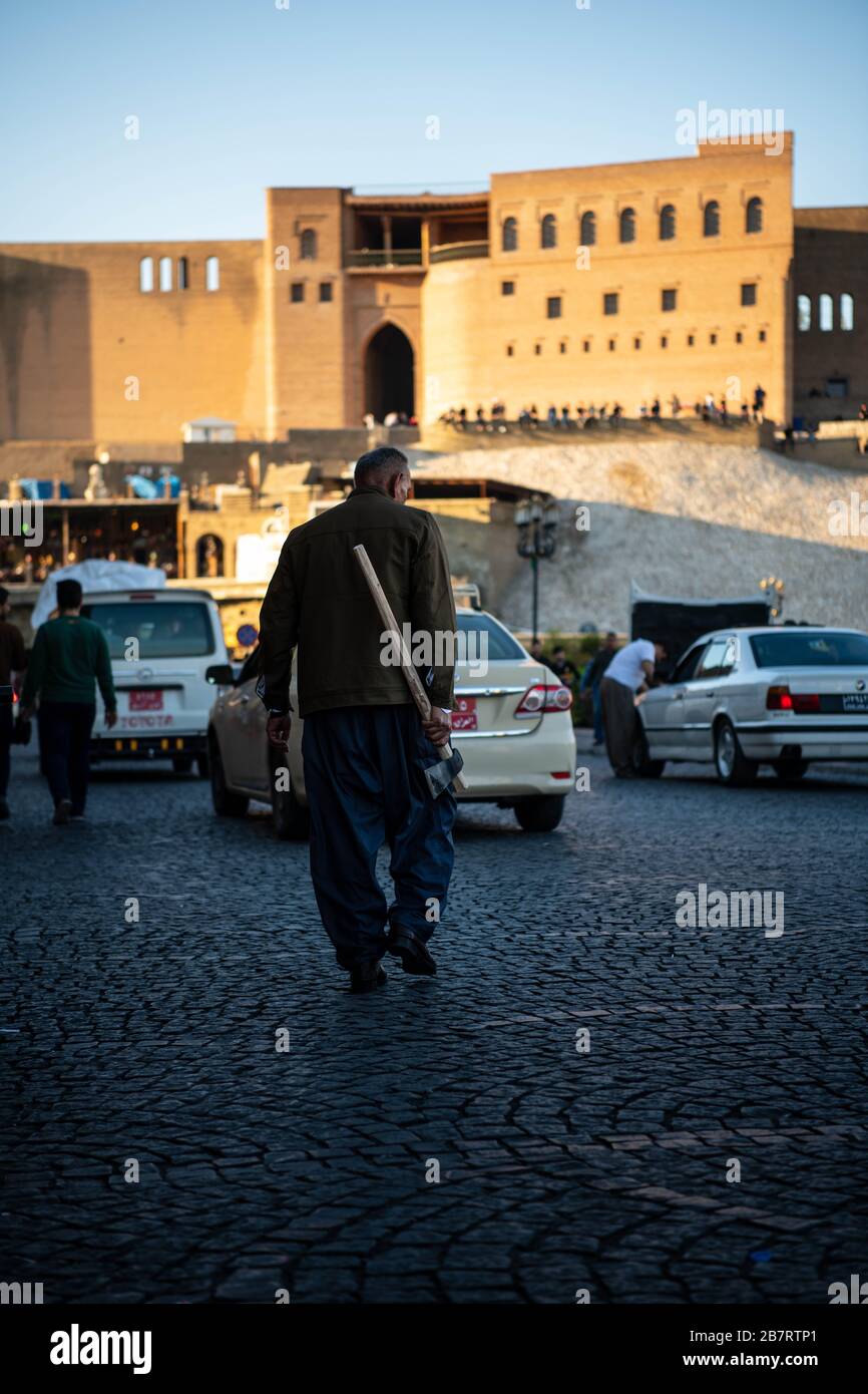 Iraq, Iraqi Kurdistan, Arbil, Erbil. In the background is Erbil Qalat ...