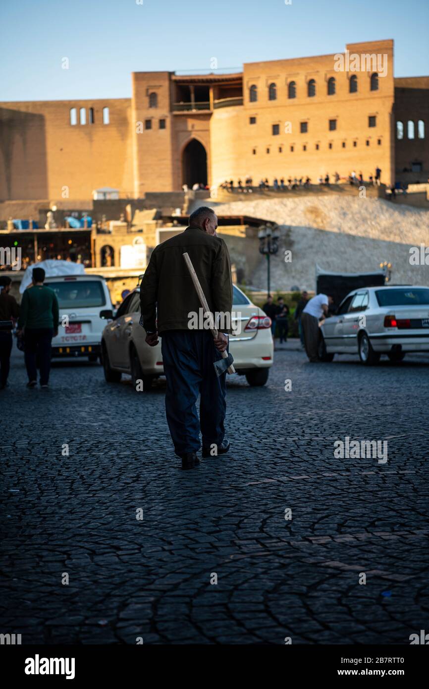 Iraq, Iraqi Kurdistan, Arbil, Erbil. In the background is Erbil Qalat ...
