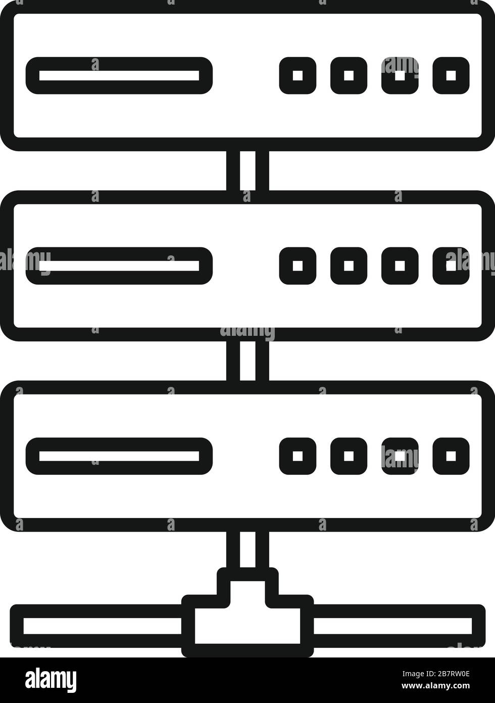Server rack icon. Outline server rack vector icon for web design isolated on white background ...