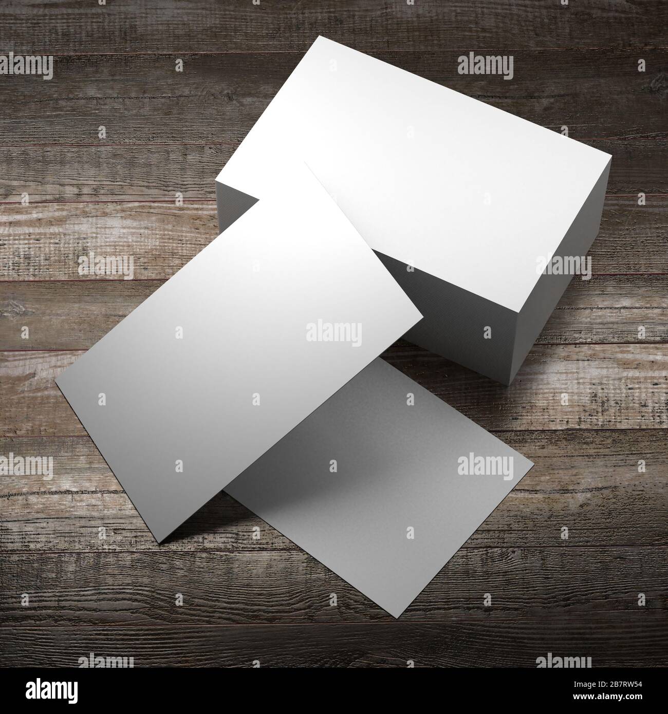 Businesscard (55x85mm) mockup, wooden background - 3D rendering Stock ...