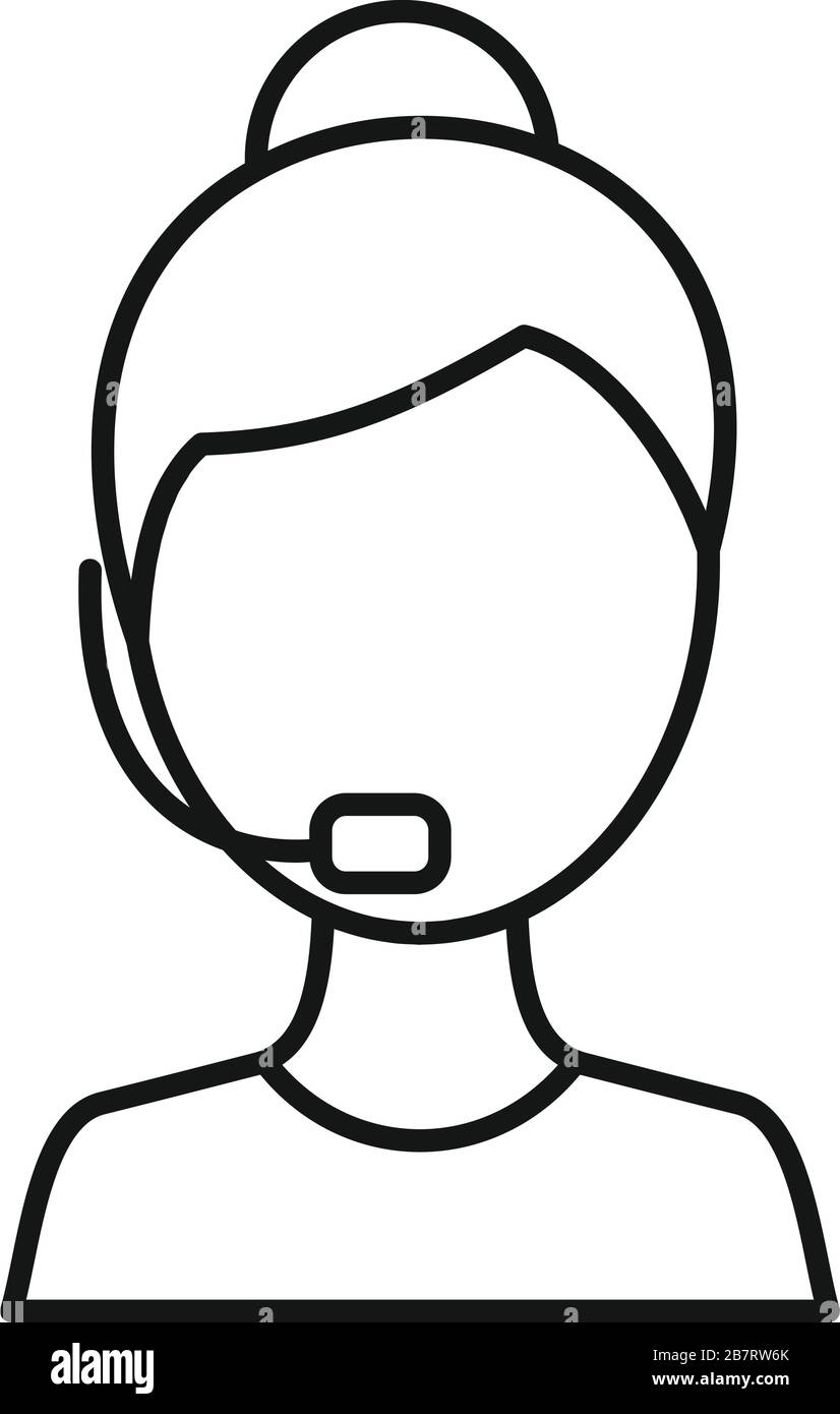 Customer woman support icon. Outline customer woman support vector icon ...