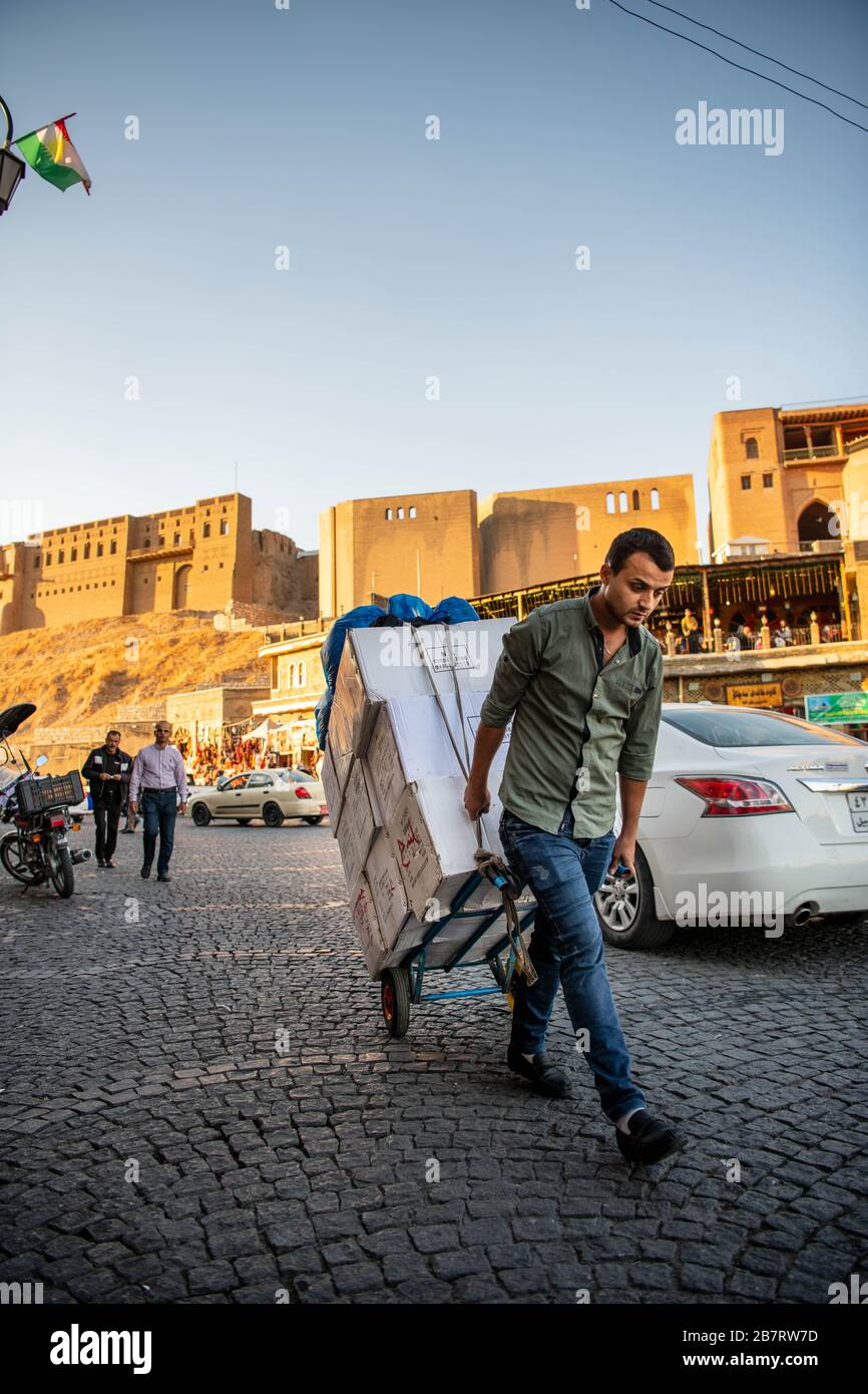 Iraq, Iraqi Kurdistan, Arbil, Erbil. In the background is Erbil Qalat ...