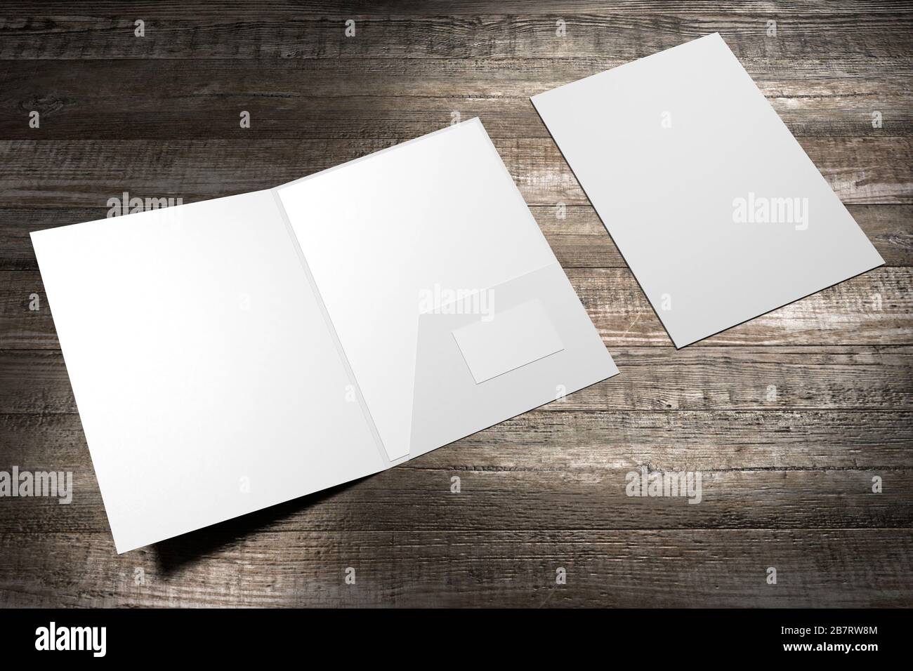 File folder mockup - front cover and opened - 3D rendering Stock Photo ...