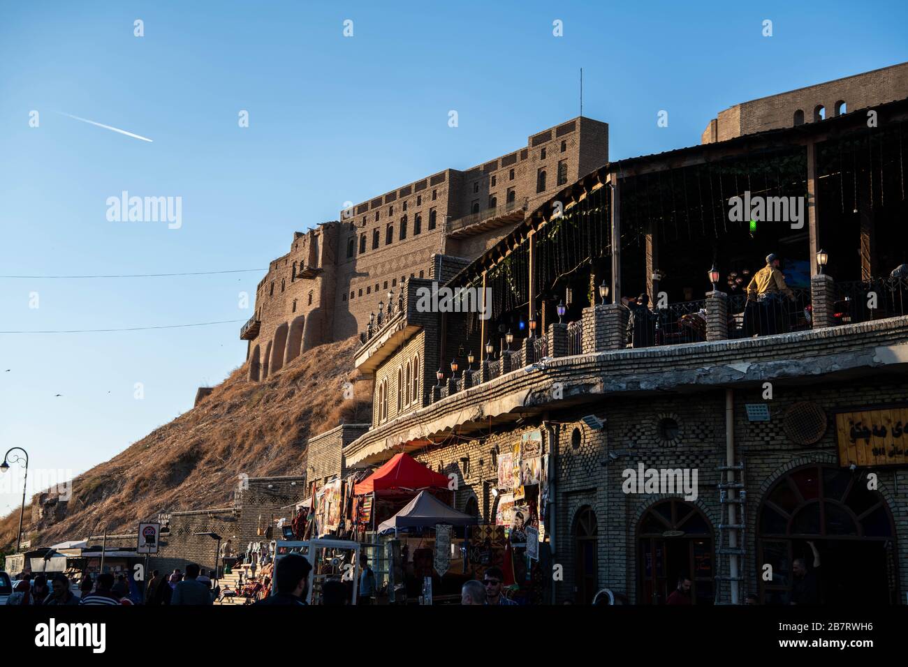 Iraq, Iraqi Kurdistan, Arbil, Erbil. View from a café looking over the ...