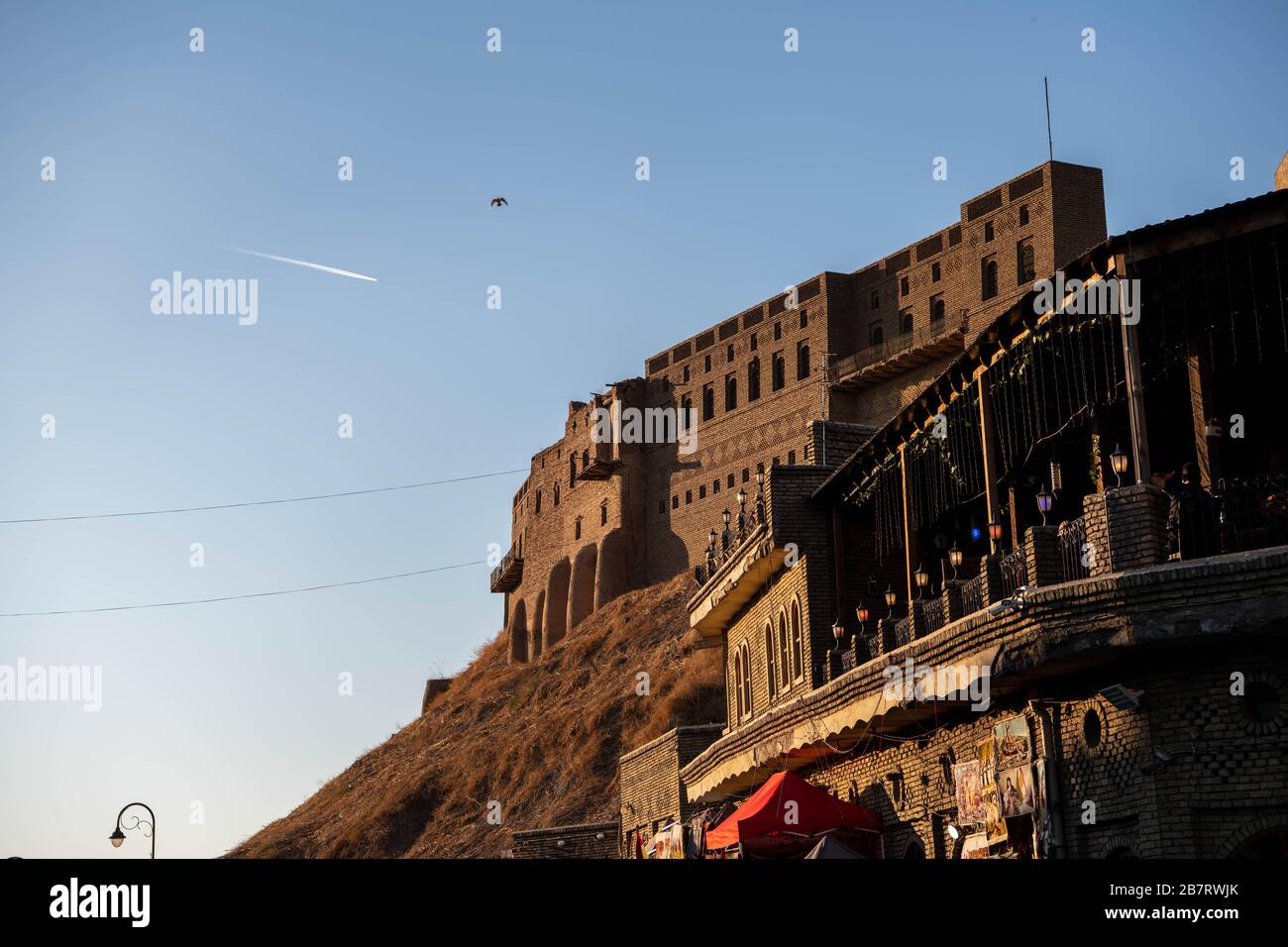 Iraq, Iraqi Kurdistan, Arbil, Erbil. View from a café looking over the ...