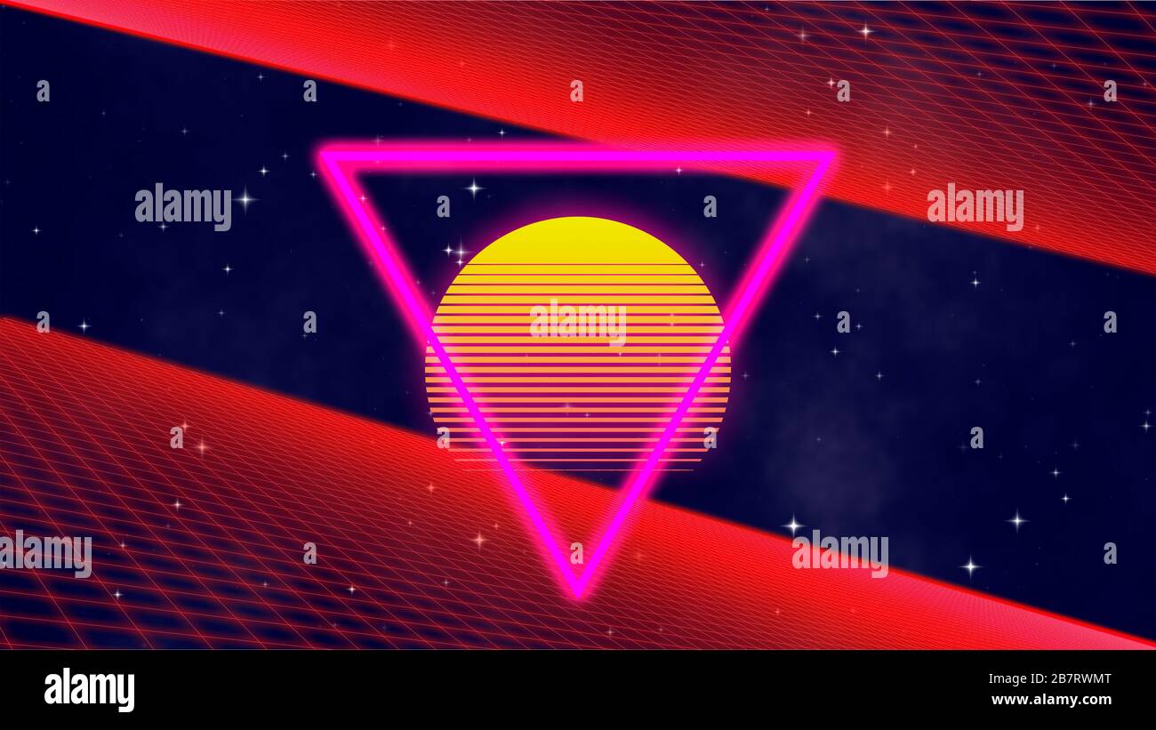Abstract retro 1980s background with stars and sunset Stock Photo - Alamy
