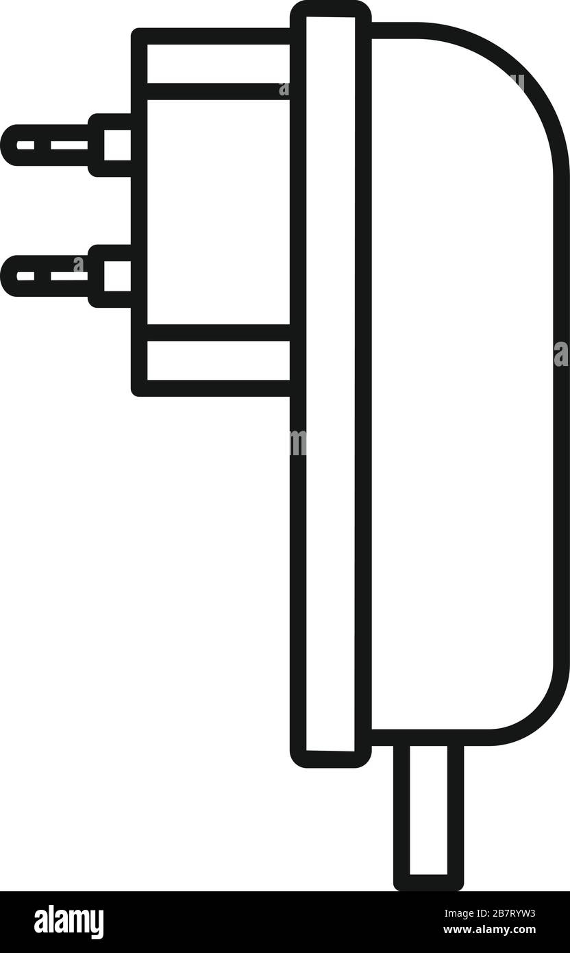 Electric plug adapter icon. Outline electric plug adapter vector icon ...