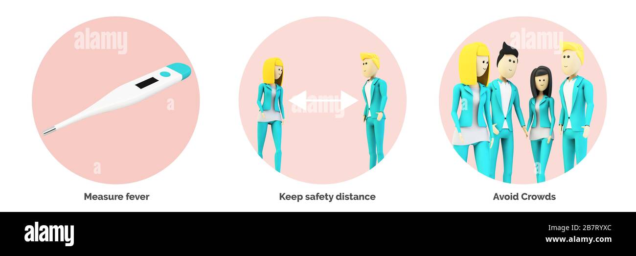 Virus prevention icons 3d rendering Stock Photo - Alamy