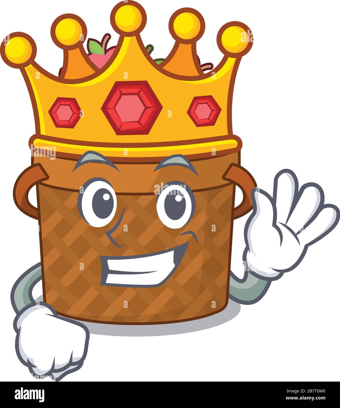 The Royal King of apple basket cartoon character design with crown ...