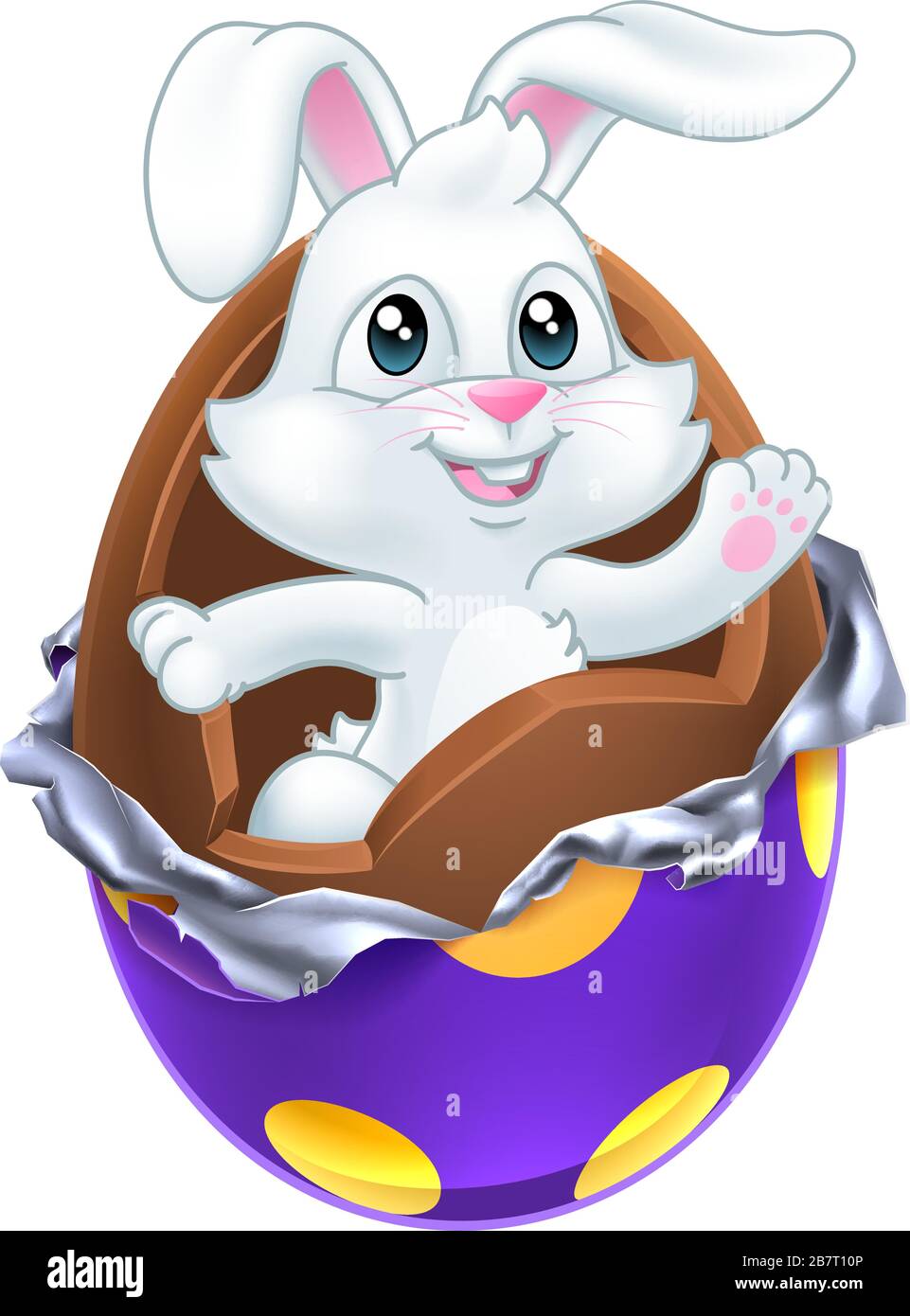 Easter Bunny Rabbit Breaking Chocolate Egg Cartoon Stock Vector Image ...