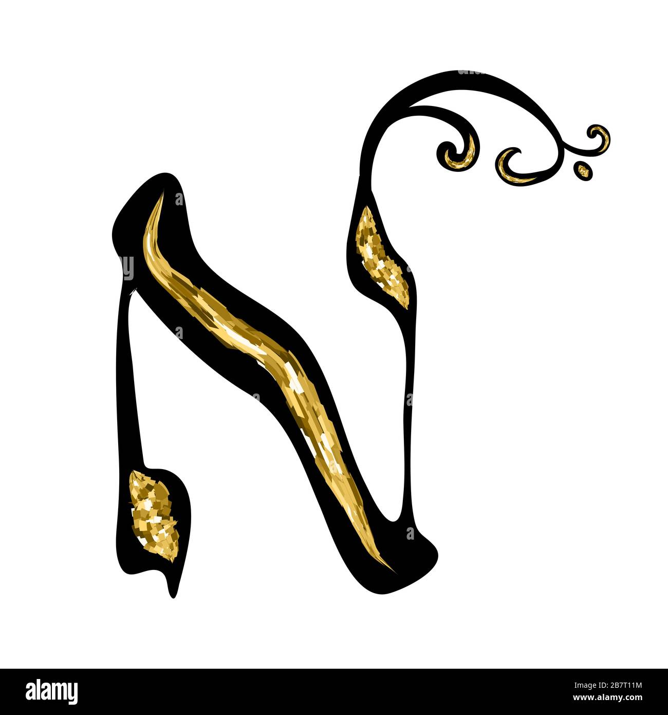 Calligraphic Hebrew alphabet with crowns. Decorative font golden ...