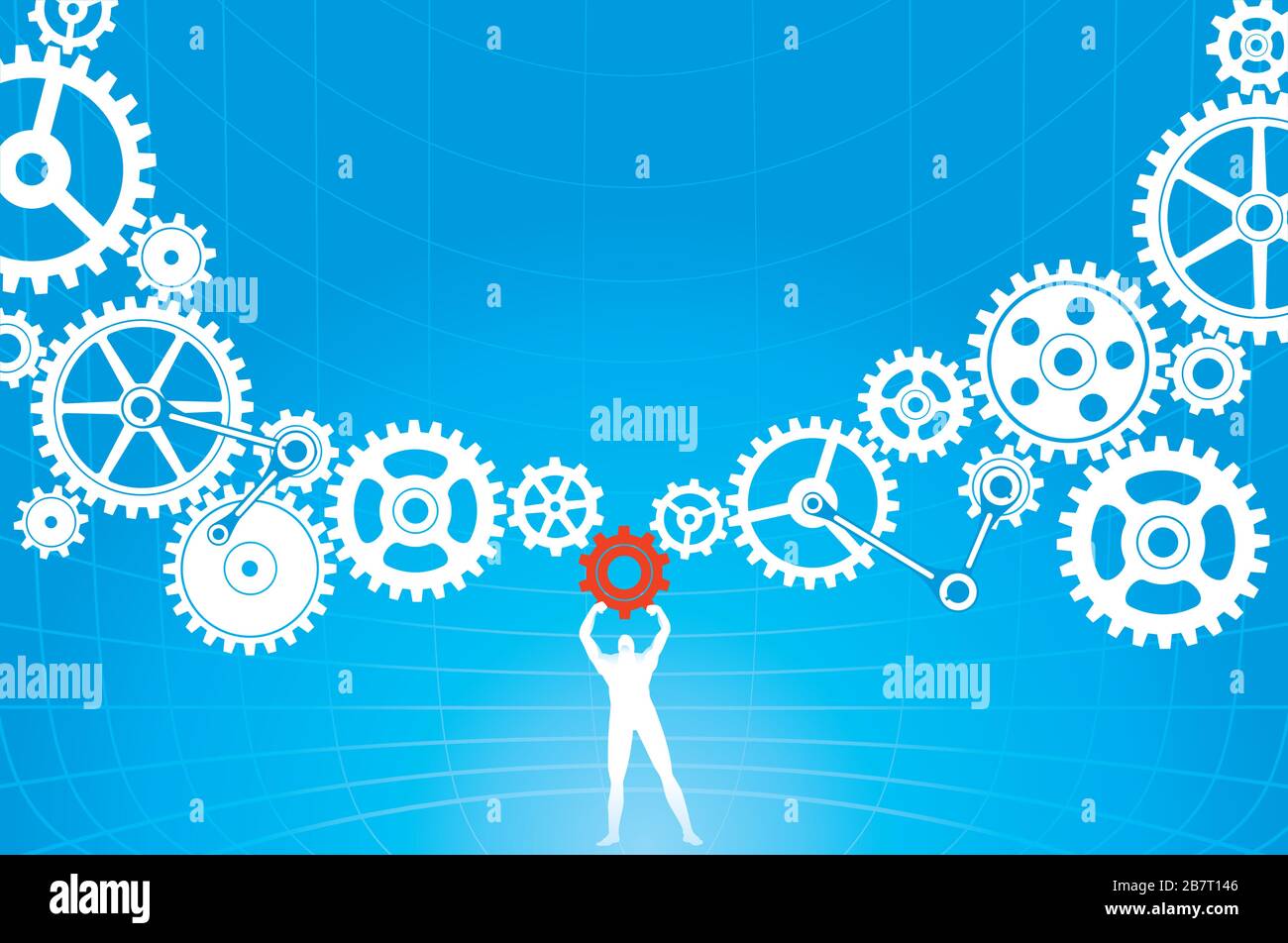 Man turning cogs Stock Vector Images - Alamy