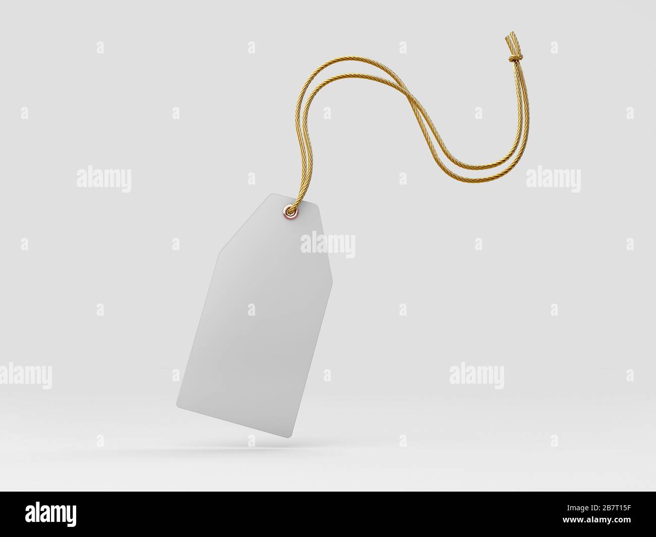 3drendering of Blank tag tied with brown string. Price tag, gift tag ...