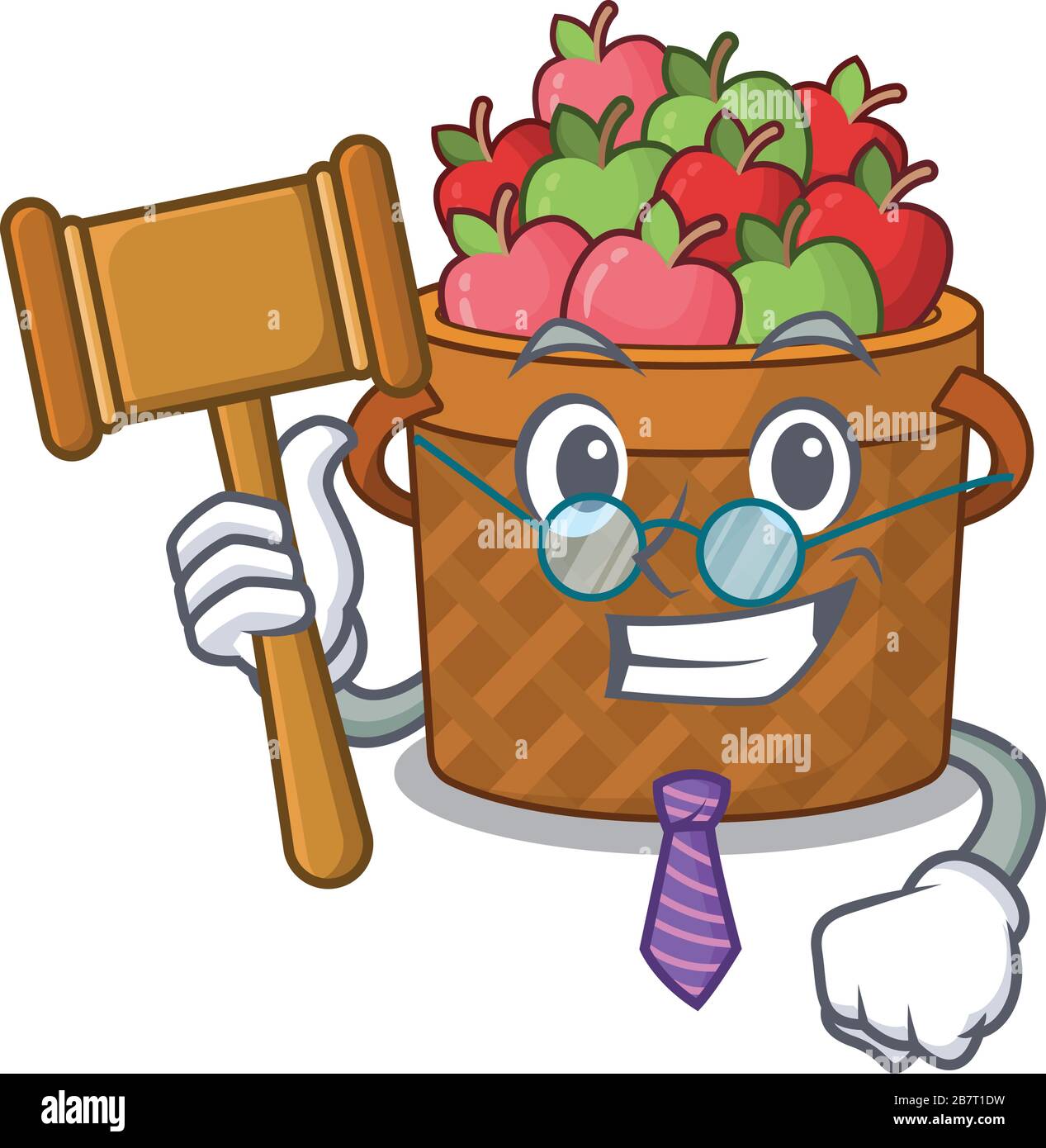 Charismatic Judge apple basket cartoon character design wearing cute ...
