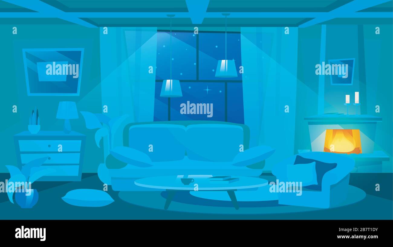 Messy room at night flat vector illustrations Stock Vector Image & Art ...