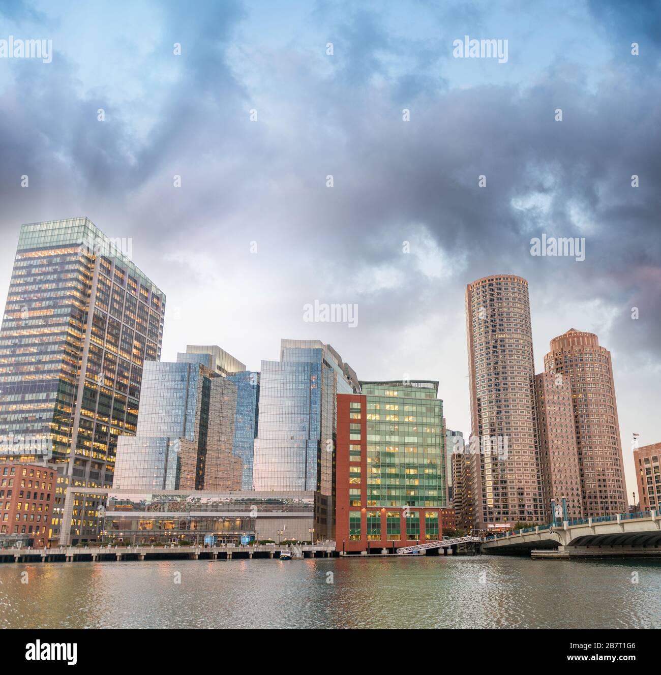 Boston skyline at sunset, MA Stock Photo - Alamy