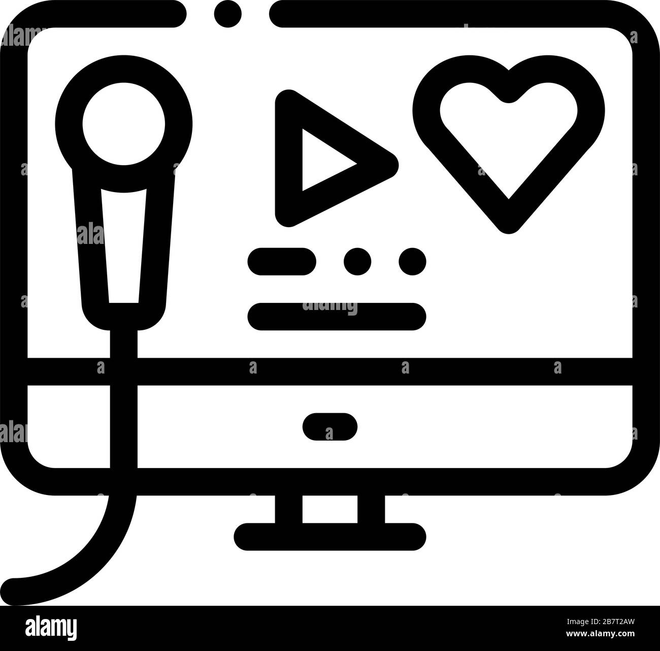 Karaoke on Computer Vector Outline Illustration Stock Vector Image ...