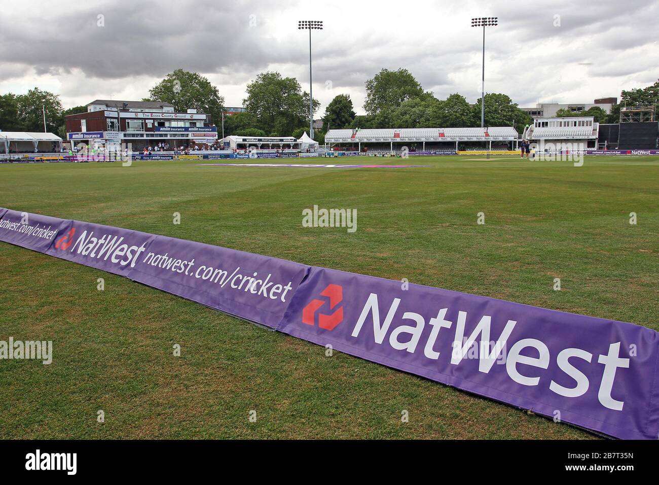 General view of the ground ahead of the start of play, looking towards ...