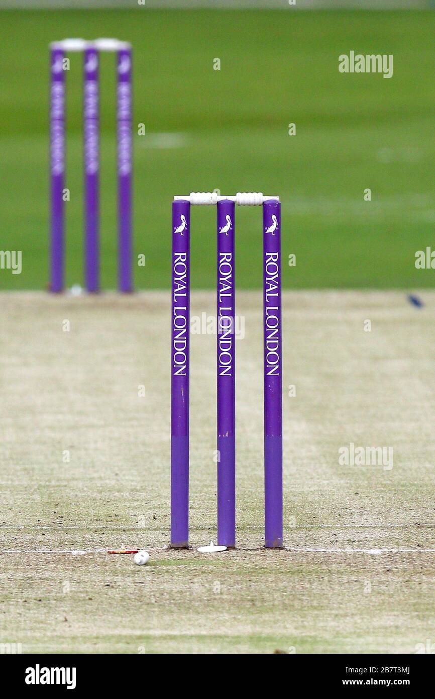 The Royal London Stumps are ready for play to commence Stock Photo - Alamy