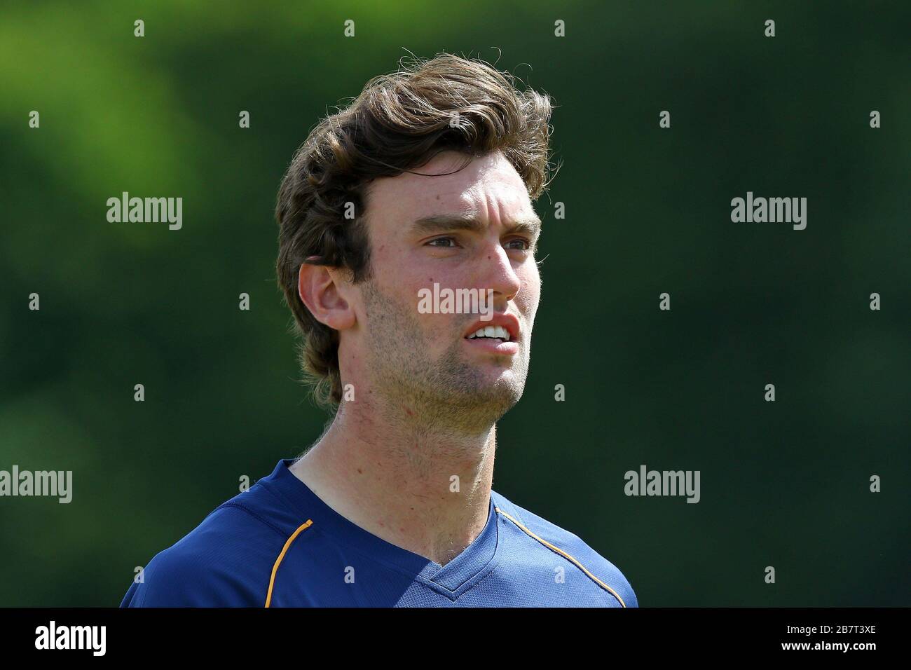 Reece Topley of Essex CCC looks on ahead of play on Day One Stock Photo ...