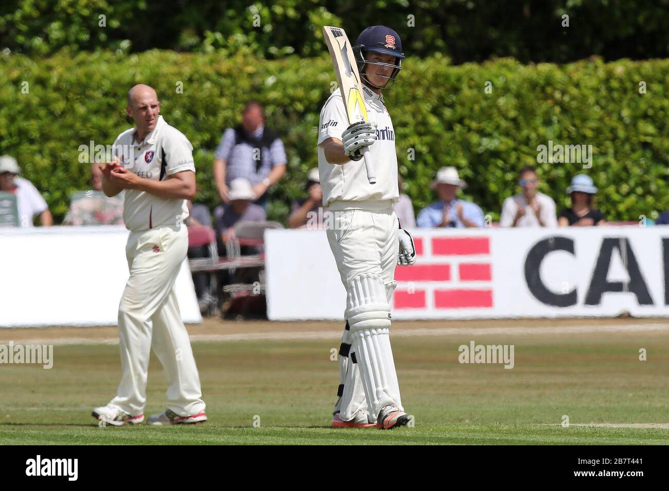Tom Westley of Essex CCC celebrates scoring a half-century, 50 runs ...