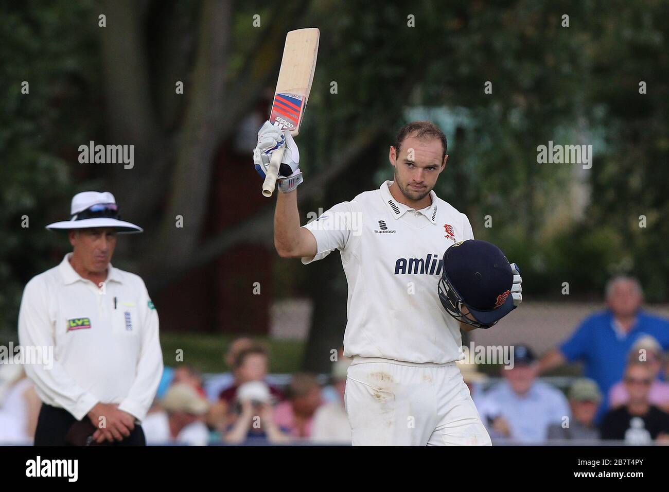 Nick Browne of Essex CCC celebrates scoring a century, 100 runs Stock ...