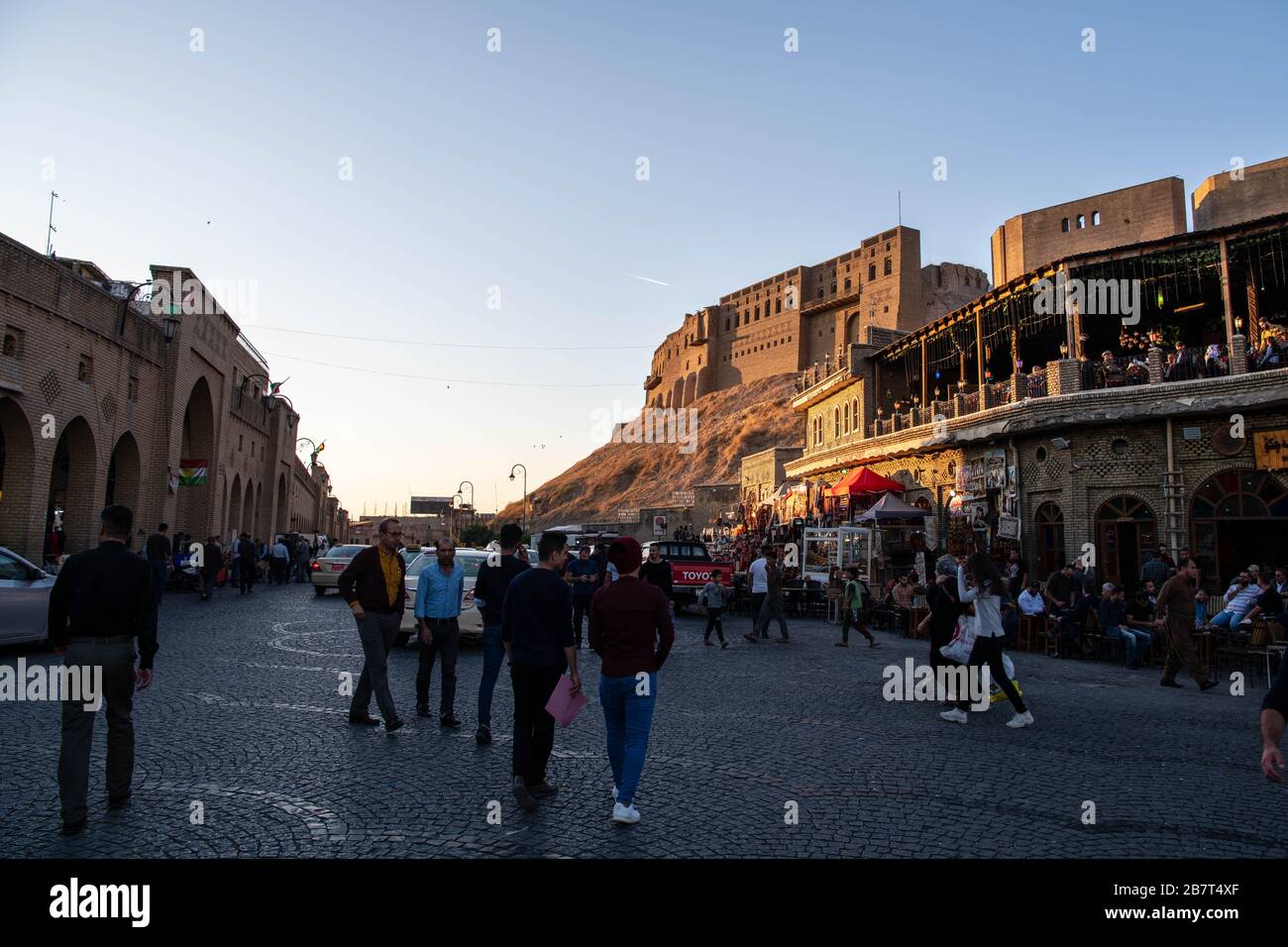 Iraq, Iraqi Kurdistan, Arbil, Erbil. View from a café looking over the ...