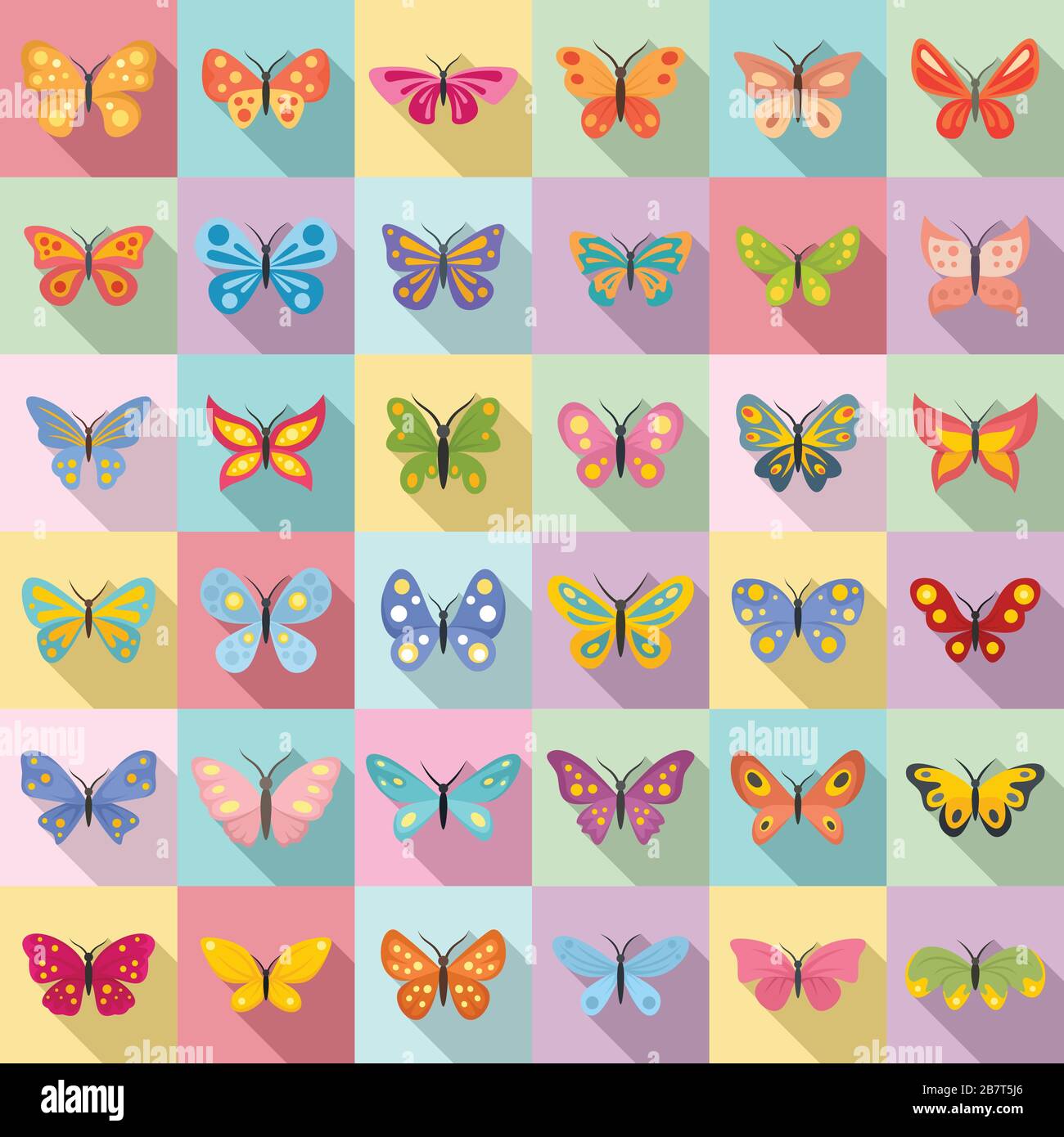 Butterfly icons set. Flat set of butterfly vector icons for web design ...