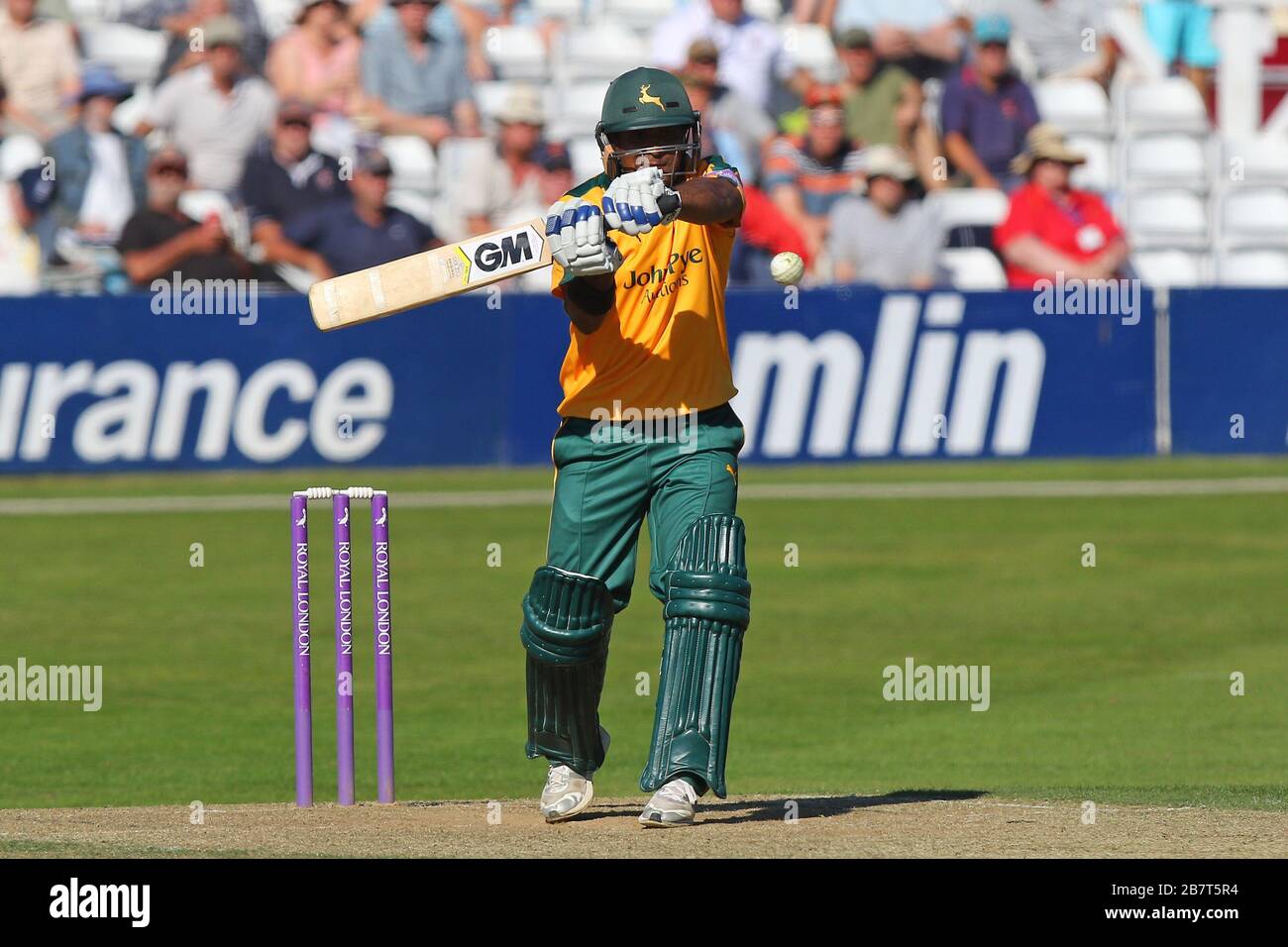 Samit Patel hits four runs for Notts Outlaws Stock Photo - Alamy