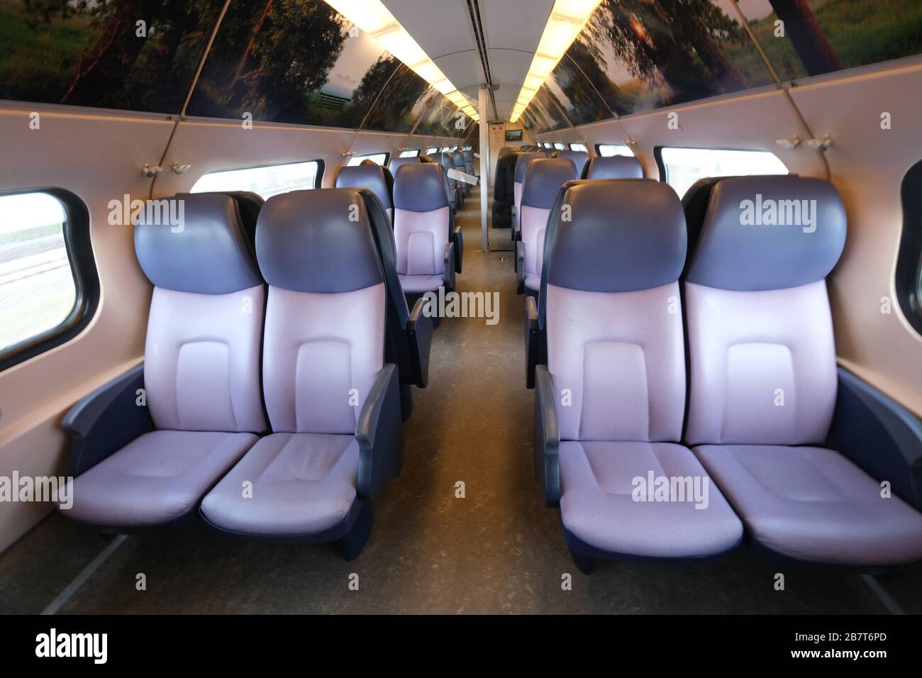 A nearly empty train is seen on March 16, 2020 in The Hague ...