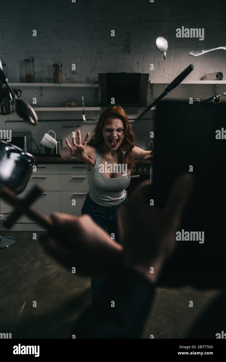 Exorcism exorcist levitation woman possessed hi-res stock photography ...