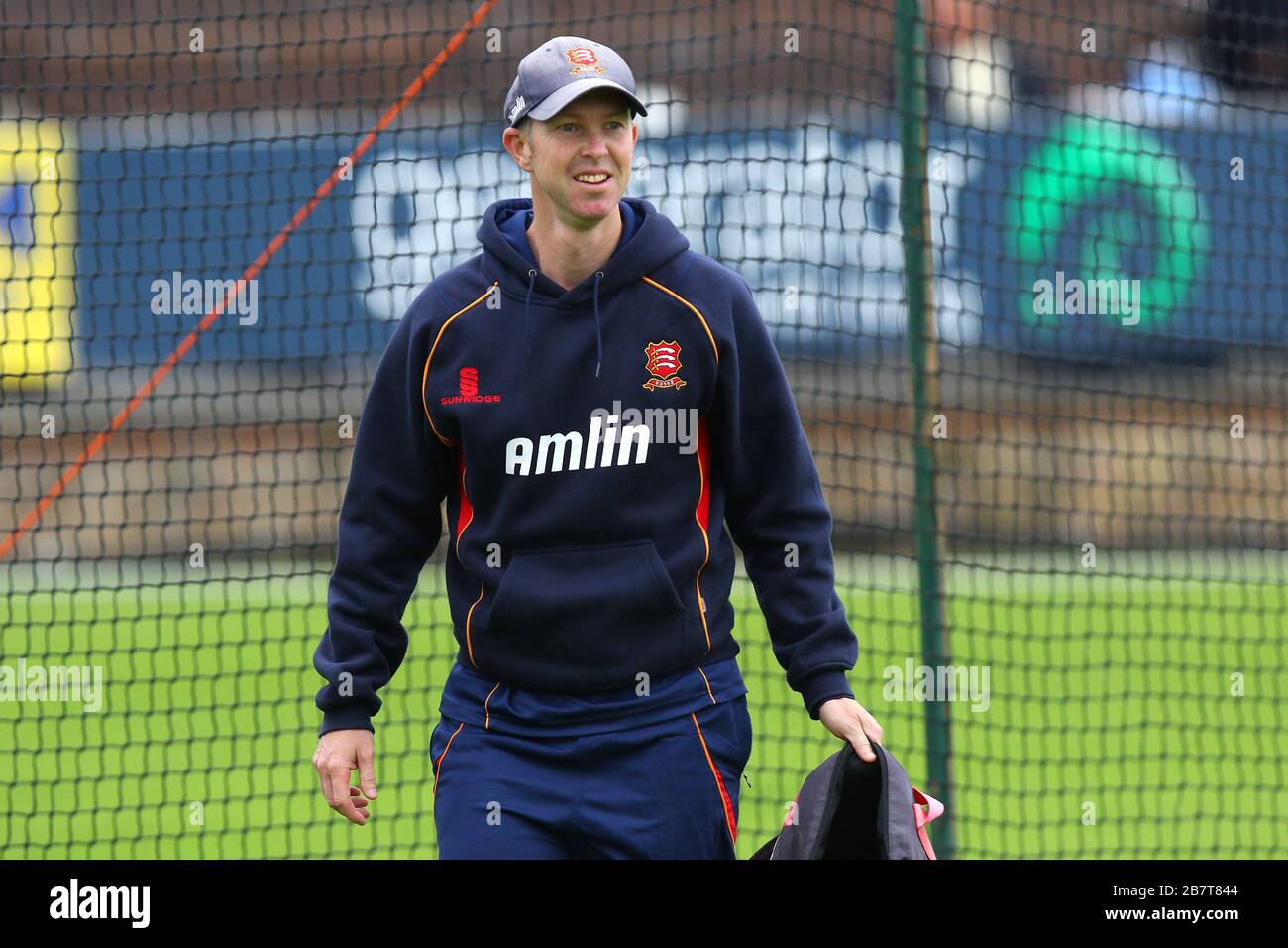Essex CCC 2nd XI coach Barry Hyam looks on during the warm up Stock ...