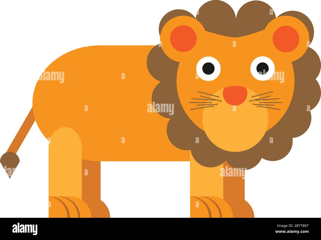 Cute lion designed with very geometric and rounded shapes for kids ...