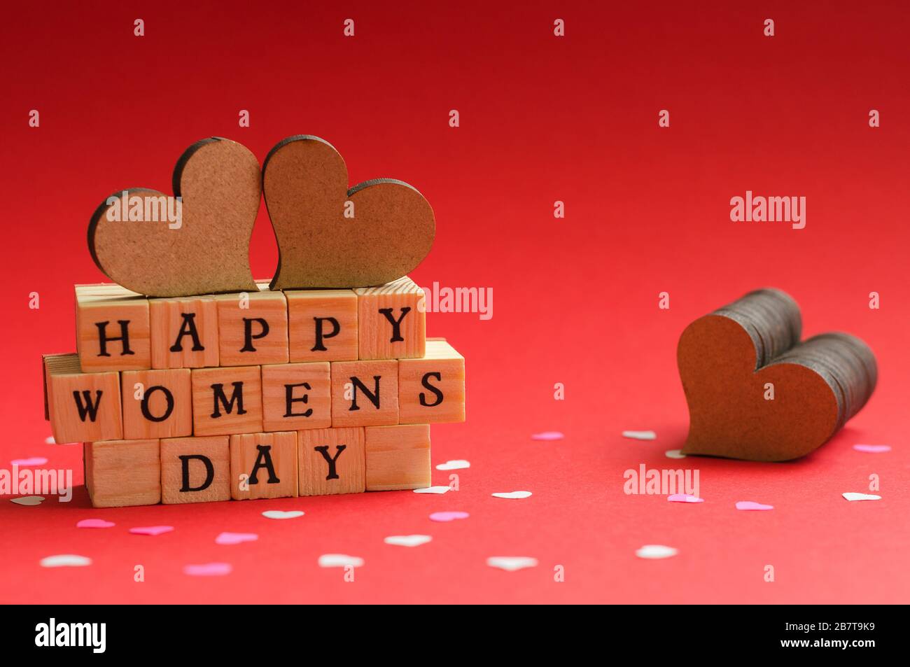 happy womens day folded from wooden cubes with letters 5 Stock Photo ...