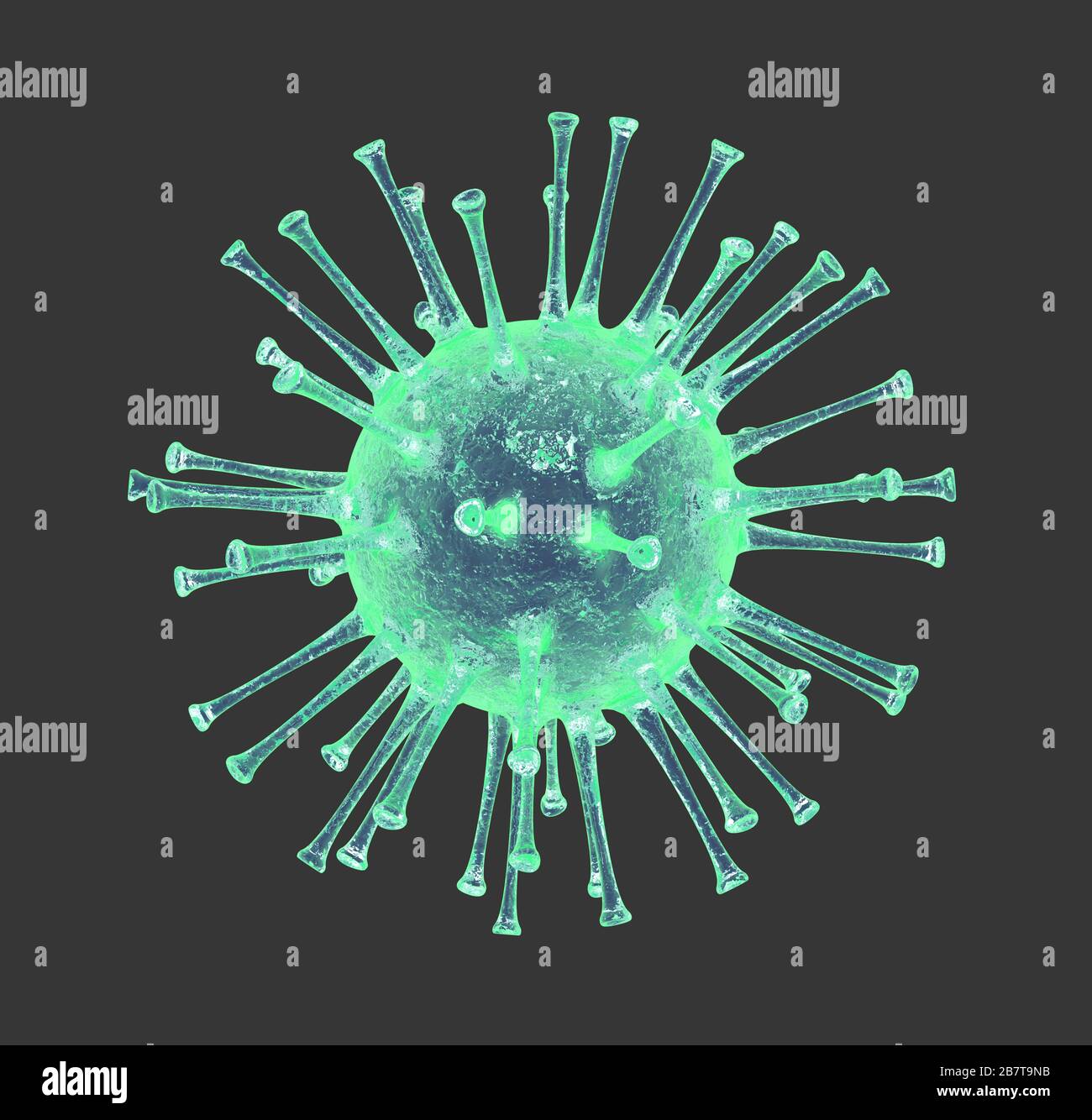 3D render of an isolated translucent coronavirus (2019-ncov) on black ...