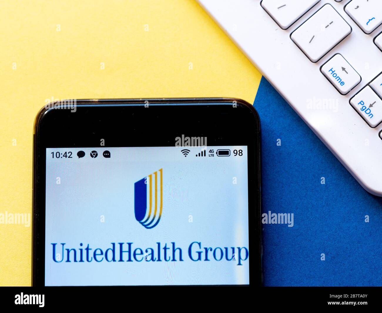 In this photo illustration UnitedHealth Group logo is seen displayed on ...