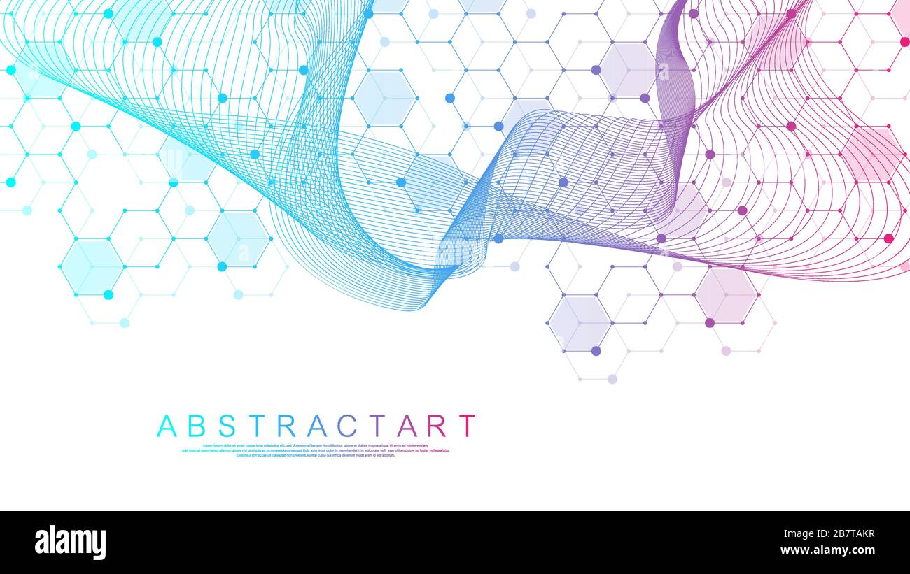 Technology abstract lines and dots connect background with hexagons ...
