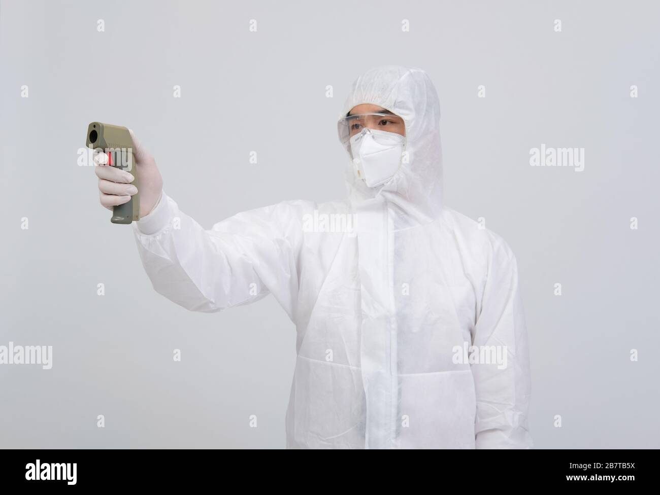doctor man wearing biological protective uniform suit clothing, mask ...