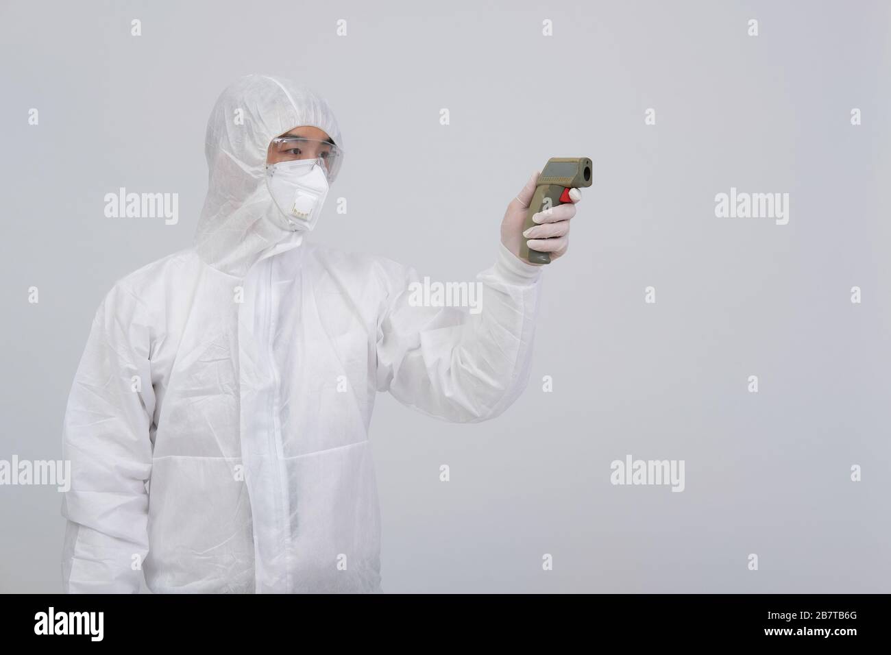 doctor man wearing biological protective uniform suit clothing, mask ...
